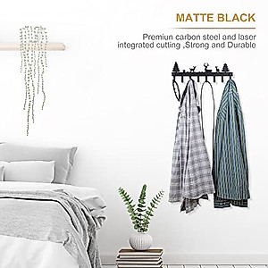 Key Holder Wall Mounted Key Hooks for Wall Decorative with 8 Hooks Black Metal Key Organizer Rack Hanger for Entryway, Garage,Mudroom,Hallway, Office 15.7X5.1 inches