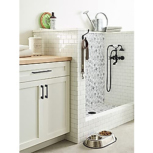 Amerock H55451MB | Noble Double Prong Decorative Wall Hook | Matte Black Hook for Coats, Hats, Backpacks, Bags | Hooks for Bathroom, Bedroom, Closet, Entryway, Laundry Room, Office