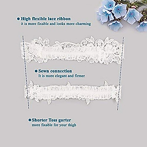GARGALA Wedding Garters for Bride Bridal Lace Garters Set White Garter Size Optional (S)