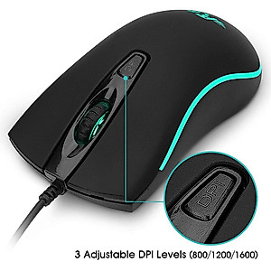 Rii Wired Mouse, RM105 USB Computer Mouse,Blue LED Optical Office Mice for PC,Computer,Laptop,Desktop,Windows (RM105 1PACK)