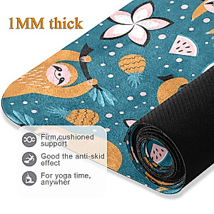 Qilmy Sloth Yoga Mat Non-slip Foldable Sweat Absorbent Travel Yoga Mat with Carrying Bag for Yoga, Pilates, Exercise, Workout, Bikram and Hot Yoga 71 x 26 Inch