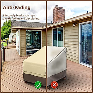 MR.COVER Outdoor Chair Covers Waterproof, 32-Inch Patio Furniture Covers for Lounge Deep Seat, Large Air Vents, UV-Resistant & Heavy Duty Material, Brown & Khaki, 2-Pack