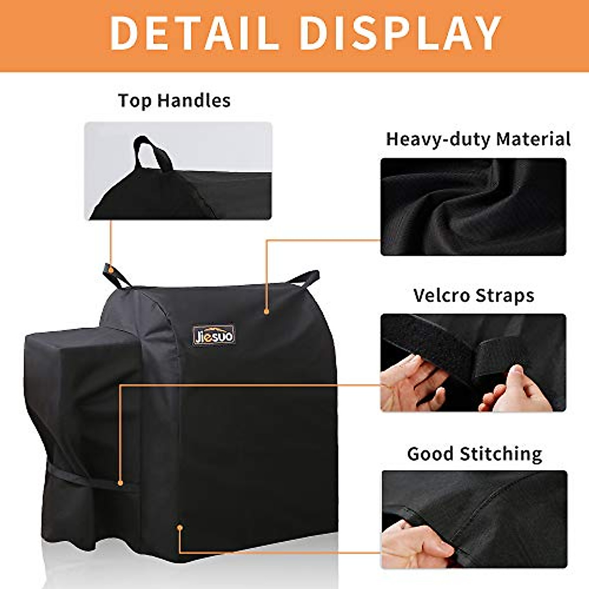 JIESUO Grill Cover for Traeger 20 Series, Junior & Tailgater Grills, Heavy Duty Waterproof Wood Pellet Grill Cover, Outdoor Full Length Grill Cover