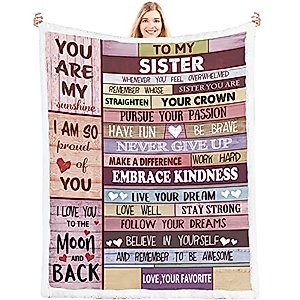 LOVINSUNSHINE Sister Blanket,Sister Birthday Gifts from Sister,Birthday Gifts for Sister,Happy Birthday Sister Gifts for Sister,Sisters Gifts from Sister Mothers Day,Best Sister Gift Unique 50X60