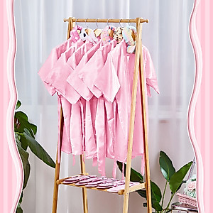 Jecery 18 Pcs Spa Party Supplies for Girls 6 Satin Kimono Robe 6 Spa Headband 6 Disposable Foam Pedicure Slippers (Pink,Size 10)