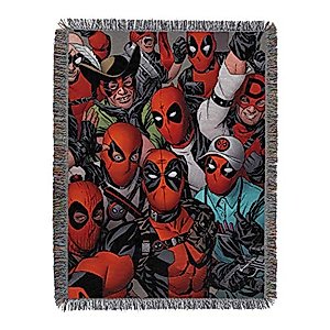 Marvel's Deadpool, "We Are All Here" Woven Tapestry Throw Blanket, 48" x 60", Multi Color
