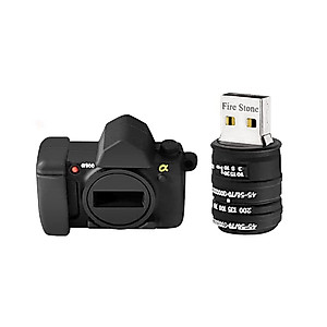 Novelty Cute Cartoon USB 2.0 Flash Drive Data Storage Memory Stick Cartoon USB Stick Pendrive Gift (64GB, Camera Black)