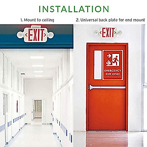 LIT-PaTH LED Combo Emergency EXIT Sign with 2 Adjustable Head Lights and Back Up Batteries- US Standard Red Letter Emergency Exit Lighting, UL 924 and CEC Qualified, 120-277 Voltage, 1-Pack