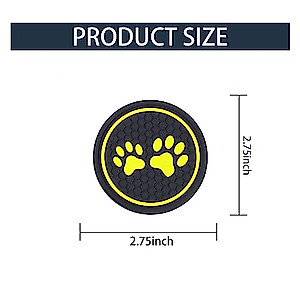 Fogfar Pack-2 Dog Paw Car Coaster, Silicone Anti Slip Coaster, Car Cup Holder Coaster, Car Interior Accessories, for Most Cars, Trucks, RVs (Yellow)