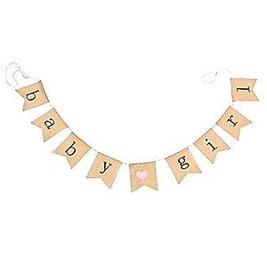 Junxia Baby Girl Burlap Banner - Decorations for Baby Girl