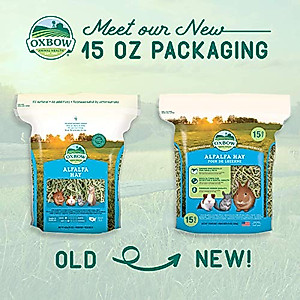 Oxbow Animal Health Alfalfa Hay, For Rabbits, Guinea Pigs, And Small Pets, Grown In The USA, Hand-Selected And Hand-Sorted, 15 Ounce