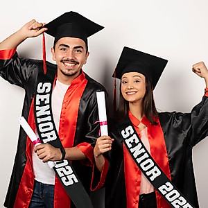 Generic 8 Pcs Black Senior 2025 Sashes with Silver Glitter Letters - Senior Sash Class of 2025, Senior Cheer Sash, Graduation Celebration sash, Class Competition Sashes, Graduation Party Supplies