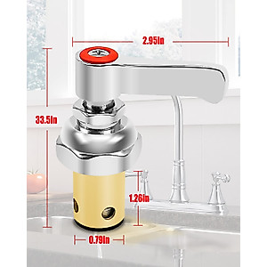 QLZOZB Red Hot Side Handle Stem Assembly Fit for T&S Brass All Faucets Replace 002714-40
