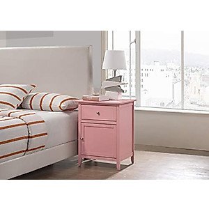 Glory Furniture 1 Drawer /1 Door Nightstand, Pink