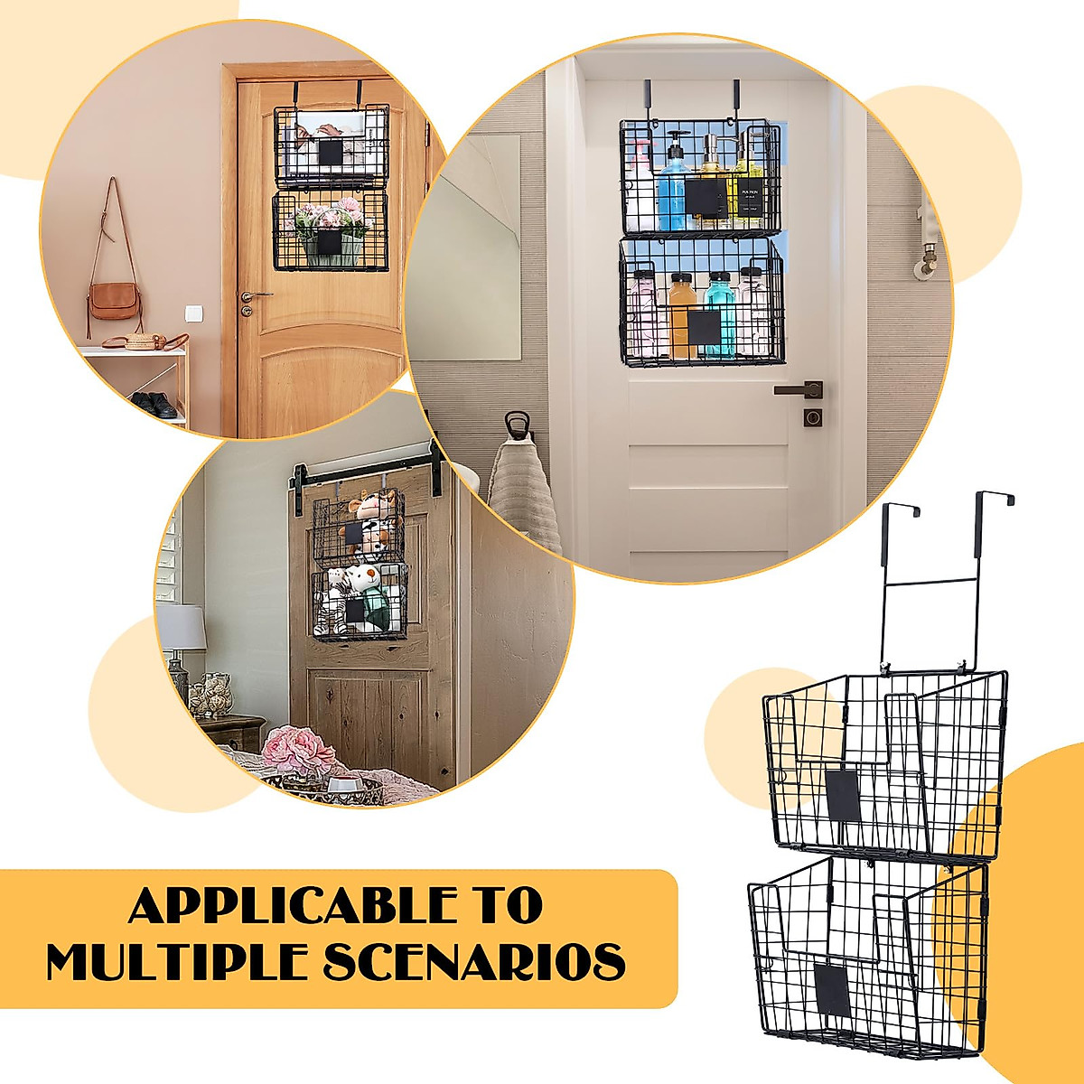 2 Pcs Kitchen Cabinet Door Organizer with Name Plate and Door Hook Wall Mount Kitchen Cabinet Organizer Cutting Board Organizer over Door Organizer for Pantry, Baking Sheet, Plastic Wrap,Cutting Board