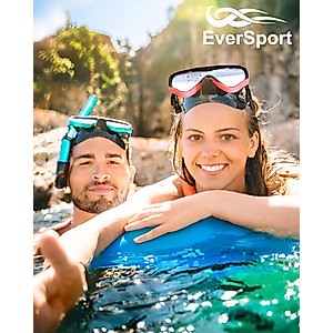 EverSport Swim Goggles Adult with Nose Cover for Women Men No Leak, Clear Wide View Diving Scuba Mask Open Water Pool Swimming Goggles Silicone Shower Goggles Youth Snorkel Junior Nose Goggles
