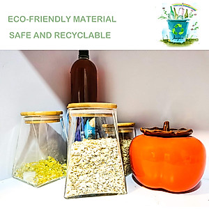 Glass Food Storage Jars Container Canister Set Terrarium With Extra Wide Mouth Wooden Lid for Candy, Cookie, Rice,Spice,Tea kitchen Organization Storage Pantry organizer (4 SIZE ABOVE IN ONE PACK)