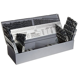 Chicago Latrobe 57728 150 High-Speed Steel Jobber Length Drill Bit Set with Case, Black Oxide, 118 Degree Conventional Point, Combination, 115-Piece