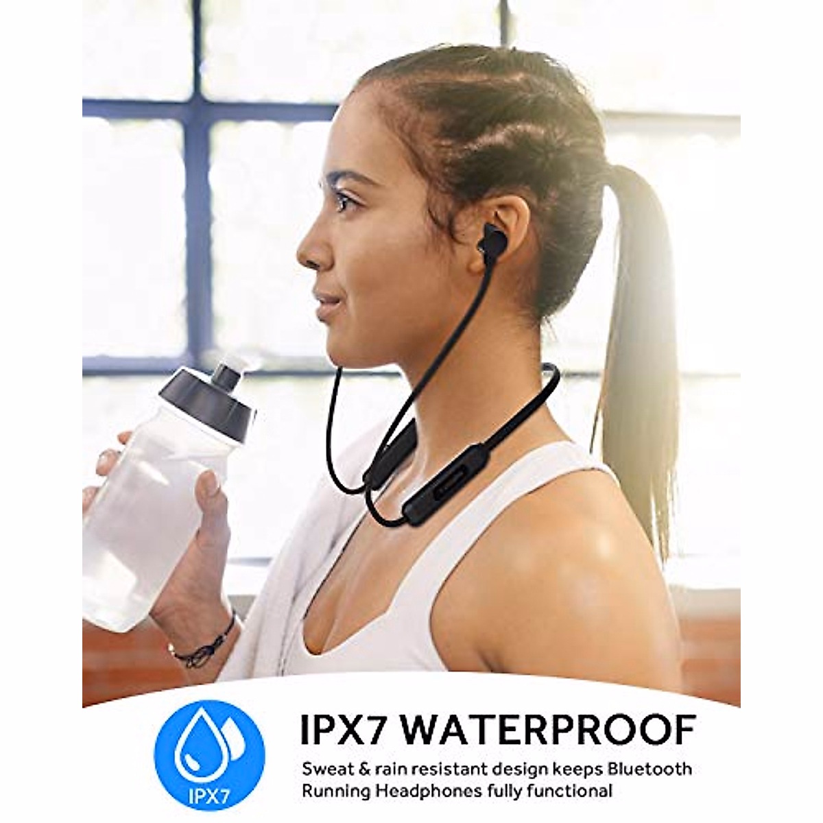 Yamipho Bluetooth Headphones Wireless Earbuds - HiFi HD Stereo Bluetooth 5.0 Earphones Neckband Sports Headsets for Workout Gym, IPX7 Waterproof CVC 6.0 Noise Cancelling 12 Hours Playtime
