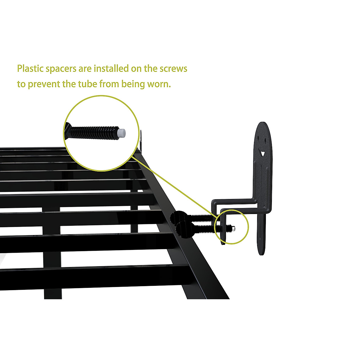 DiaOutro Bed Frame Non Slip Mattress Gaskets, 6 PCS Mattress Retainer Keep Mattress in Place for a Great Sleep, Adjustable Anti-Slip Baffle Fit for Most Metal Bed Frames, Black