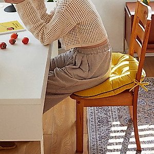 LUYAJYI Dining Chair Padding 19 X 18 Inch Lace-up Chair Cushion Non-Slip Dining Chair Cushion Machine Washable Velvet Chair Cushion White