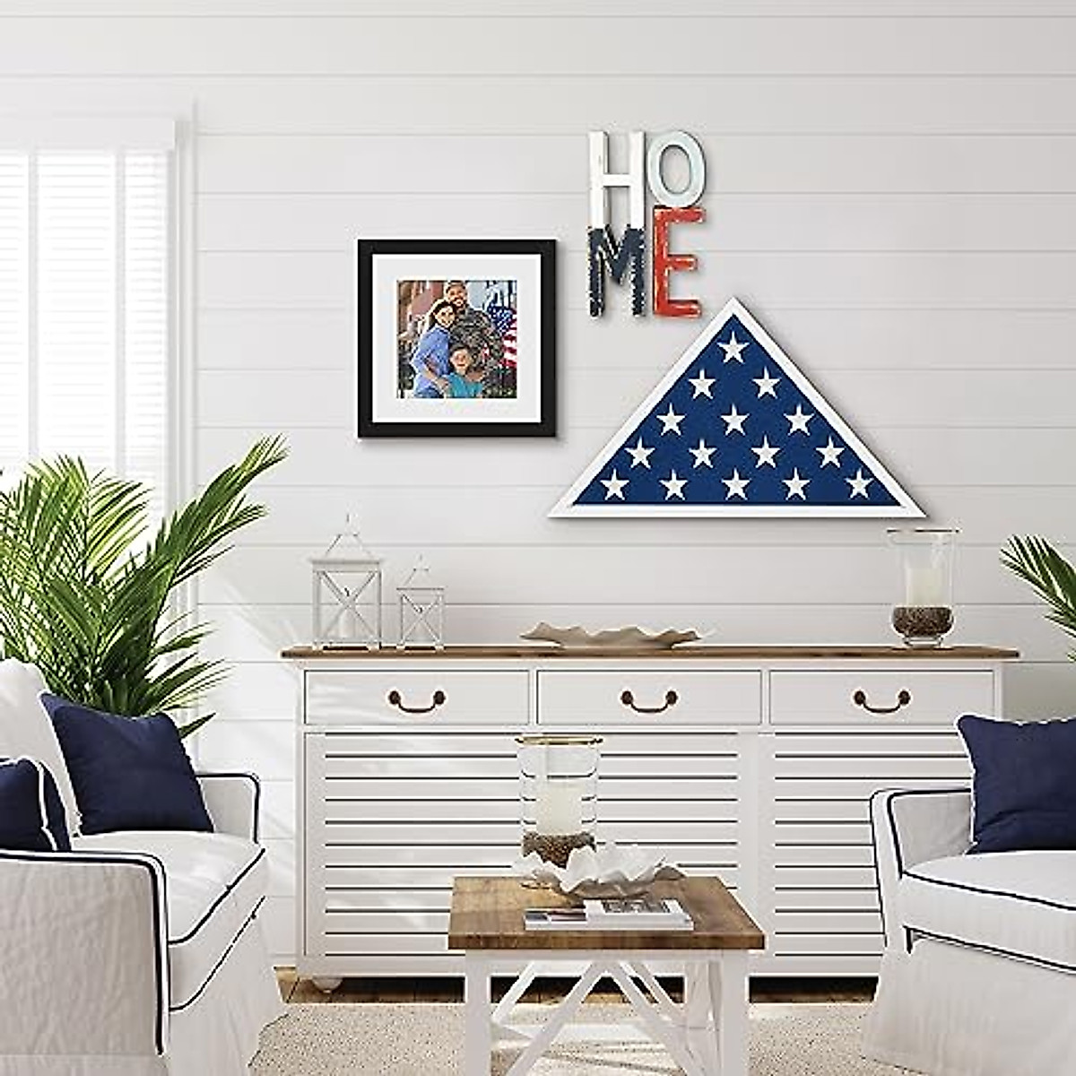 Americanflat Large Flag Display Case for Burial Flag - Fits Folded 5 x 9.5' Flag - Military Flag Case - Silhouette Collection - Flag Box Display Case for Wall or Tabletop - White