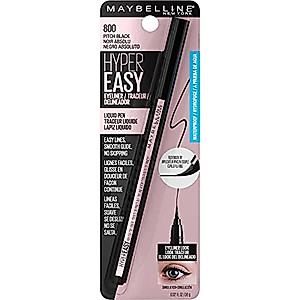 Maybelline Hyper Easy Liquid Pen No-Skip Eyeliner, Satin Finish, Waterproof Formula, Eye Liner Makeup, Pitch Black, 0.018 Fl; Oz