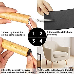 Furniture Pads for Hardwood Floors, Non Slip Furniture Grippers Self Stick Silicone Pads, Anti-Scratch Rubber Floor Protectors for Furniture, 4 x 40 inch Self Adhesive Rubber Feet Black