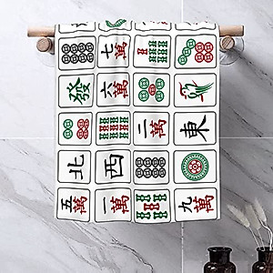 GLOVET Mahjong Bath Decorative Hand Towels for Bathroom, Comfortable Luxury Bath Towels, Ultra Soft Quick Dry Towel for Hotel, Gym, Sports and Spa Home Decor, 27.5x16 in