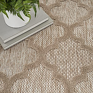 Nourison Easy Care Moroccan Natural Beige 5' x 7' Area -Rug, Trellis, Easy -Cleaning, Non Shedding, Bed Room, Living Room, Dining Room, Backyard, Deck, Patio (5x7)