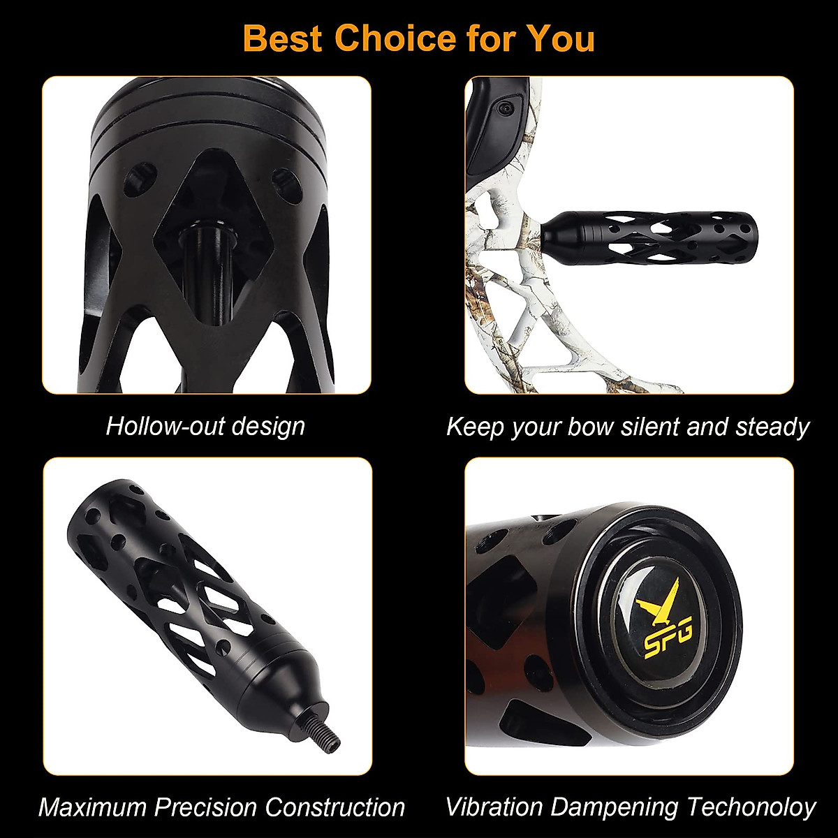 SOPOGER Bow Stabilizer for Compound Bow Recurve Bow Archery Stabilizers 5 Inch 6 Inch Bow Stabilizer Kit for Hunting Vibration Dampening