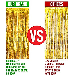 Dazzle Bright Backdrop Curtain, 3FT x 8FT Metallic Tinsel Foil Fringe Curtains Photo Booth Background for Baby Shower Party Birthday Wedding Engagement Bridal Shower (2, Gold)