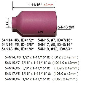 RIVERWELD TIG Gas Lens Alumina Nozzle Ceramic Cup 54N17 (#5, 5/16") for WP 17 18 26 TIG Welding Torch 10pk