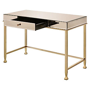 Acme Furniture Canine Writing Desk, Smoky Mirroed and Champagne Finish