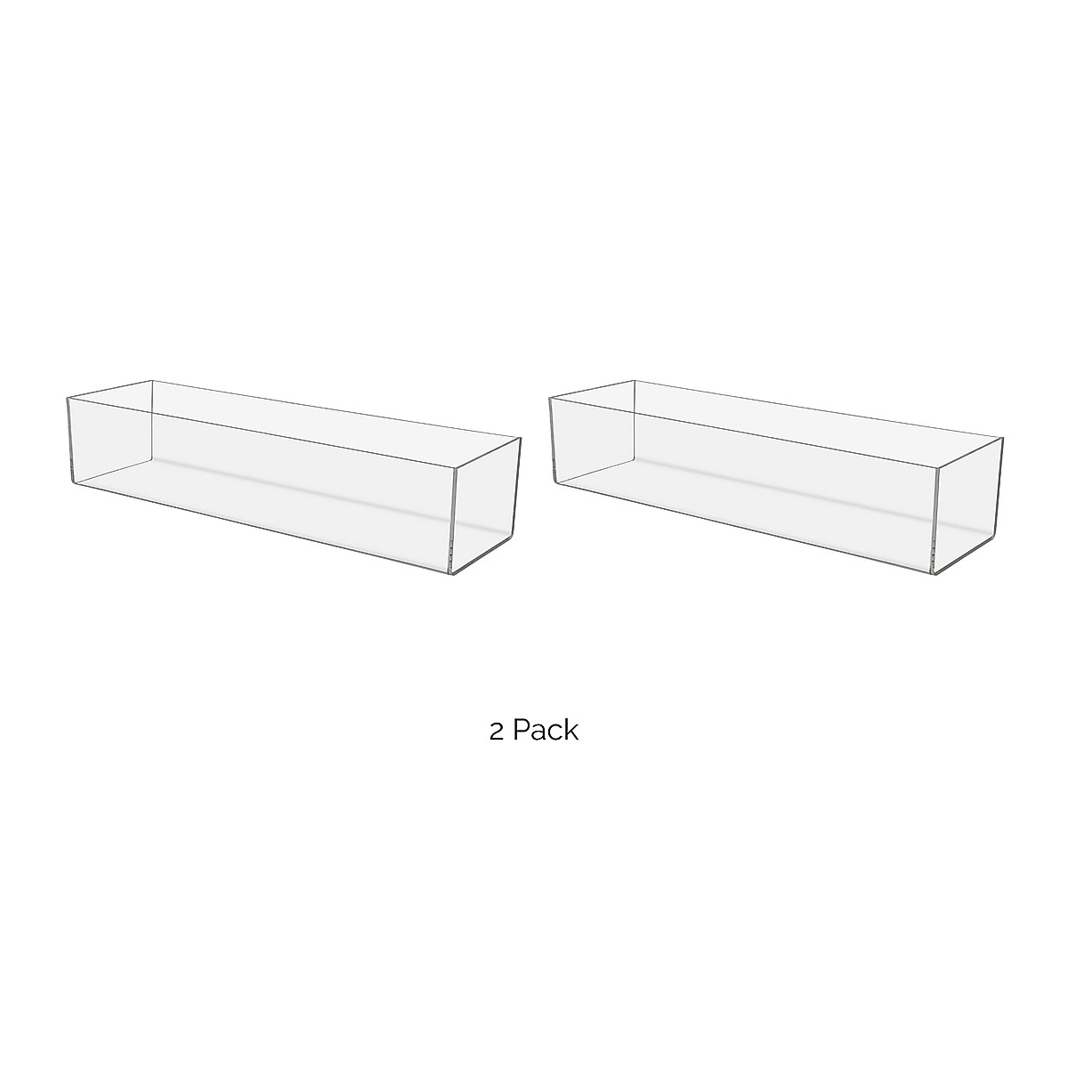 2 Pack Acrylic Retail Tray One Compartment Clear 15 Inch Wide x 4 Inch Deep Countertop Merchandise Dump Bin See Through Flippable Storage Caddy for Expos Businesses and Tradeshows by Marketing Holders