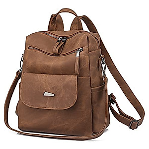 TEATREE Women Backpack Purse, Fashion Multipurpose Design Convertible Satchel Handbags and Shoulder Bag PU Leather Travel Bag (Brown)