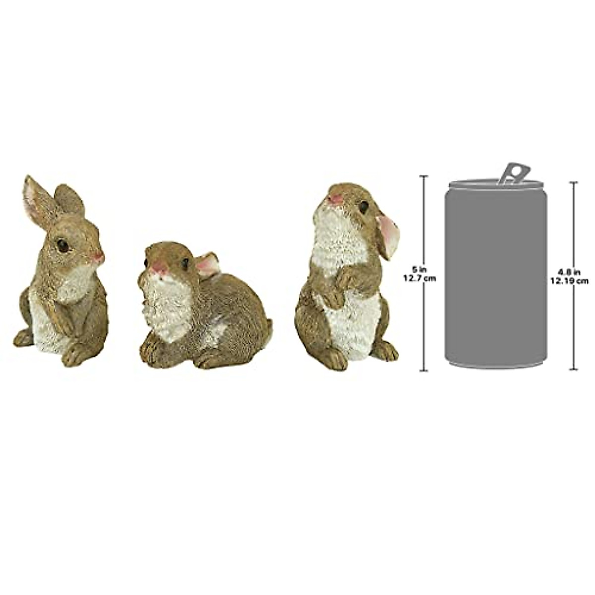 Design Toscano QM92008 The Bunny Den Rabbits Garden Animal Statues, 5 Inch, Set of Three, Multicolored