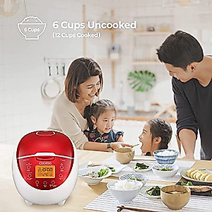 CUCKOO CR-0655F | 6-Cup (Uncooked) Micom Rice Cooker | 12 Menu Options: White Rice, Brown Rice & More, Nonstick Inner Pot, Designed in Korea | Red/White
