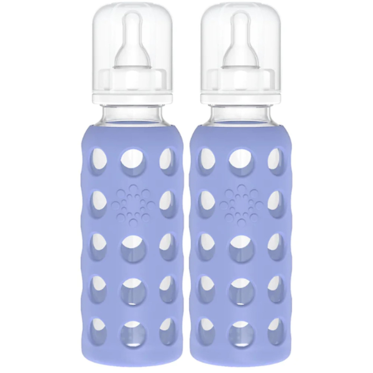 Lifefactory Glass Baby Bottles with Silicone Protection - 2-Pack, 9 oz Bottles, Blueberry