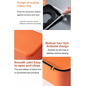 KOOMTOOM Wipes Dispenser, Baby Wipe Holders Tissue Box Refillable Wipe Container with Sealing Design, Keeps Diaper Wipes Fresh, Non-Slip for Car, Home,Office (Orange)