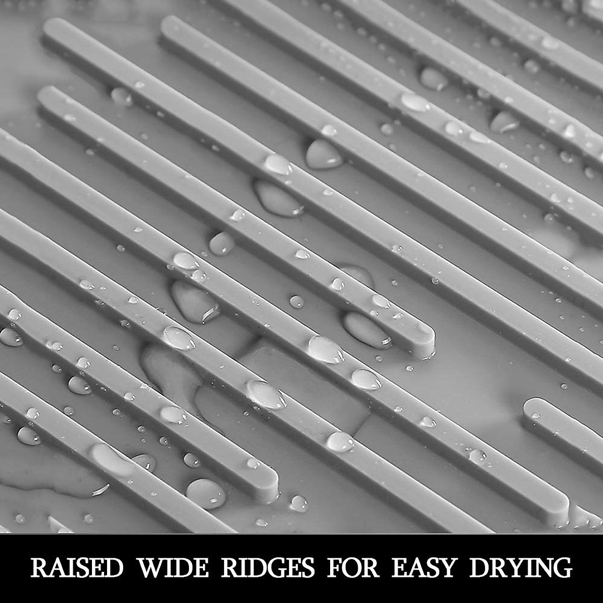 Dish Mat Silicone Dish Drying Mats Works For Drying Stemware Cocktail Glasses Silverware Pots Pans Knives and Dish Rack for Kitchen Counter Sink Bar Pads Easy to Clean 17.3"*7.9"*0.2" (Gray)