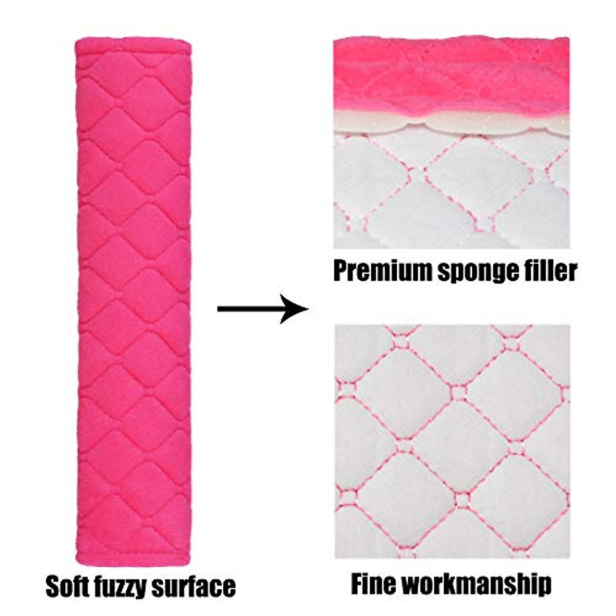 MIRKOO Car Seat Belt Cover Pad, 4-Pack Soft Car Safety Seat Belt Strap Shoulder Pad for Adults and Children, Suitable for Car Seat Belt, Backpack, Shoulder Bag, Laptop Computer Bag(4-Pink)