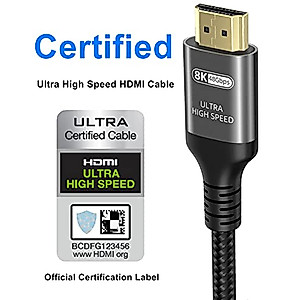 10k 8k 4k HDMI 2.1 Cable 1.5 FT, Certified 48Gbps 1ms Ultra High Speed HDMI Cable 4k 120Hz 144Hz 10k 8k 60Hz 12bit DTS:X Dolby Atmos HDR10+ ARC eARC Compatible for Gaming PC Soundbar RTX3080 PS5 Xbox