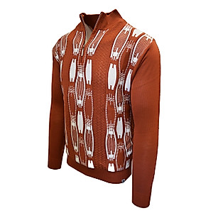 STACY ADAMS Men's Sweater, Vertical Neo Chain Front Design (4XL, PERSIMMON)