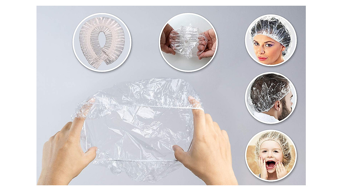 100 Clear Disposable Mop Caps for Beauty & Food Services
