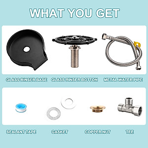 DVOLIKE Cup Washer Sink Attachment, Kitchen Sink Automatic Flushing Device High Pressure Cup Rinser Faucet Bottle Washer for Coffee Shop Cup Cleaner Bar Glass Cleaner