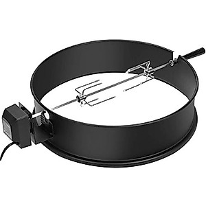 only fire Universal High-Temp Resistance Black Coated Steel Charcoal Kettle Rotisserie Ring Kit for Weber 2290 and Other Models
