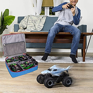 KISLANE Toy Cars Storage Compatible with Monster Jam Remote Control Truck, Carrying Case Fits for 1:24 Scale Monster Jam Truck for Kids, Bag Only (Blue)