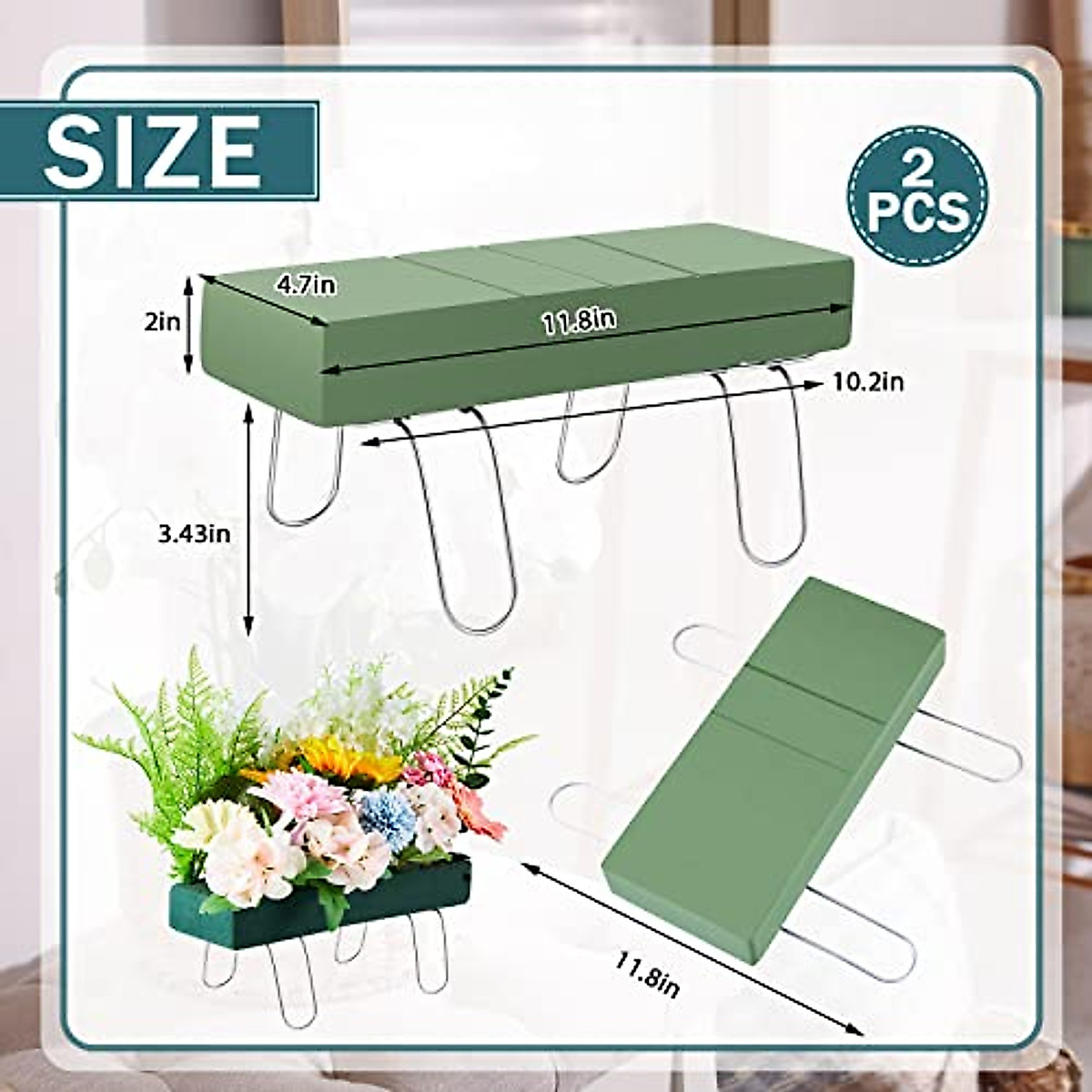 Tondiamo 2 Pieces Galvanized Gravestone Saddle 12 x 11 Inch Cemetery Headstone Saddle with Floral Foam Headstone Flower Saddle Floral Tombstone Saddle Green