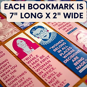 36-Pack of Feminist Leaders Paper Bookmarks. Perfect for Women, Girls and Feminists. These Cool, Cute, & Fun Book Marks Have Inspirational, Motivational Quotes by Ruth Bader Ginsburg, VP Harris, etc.
